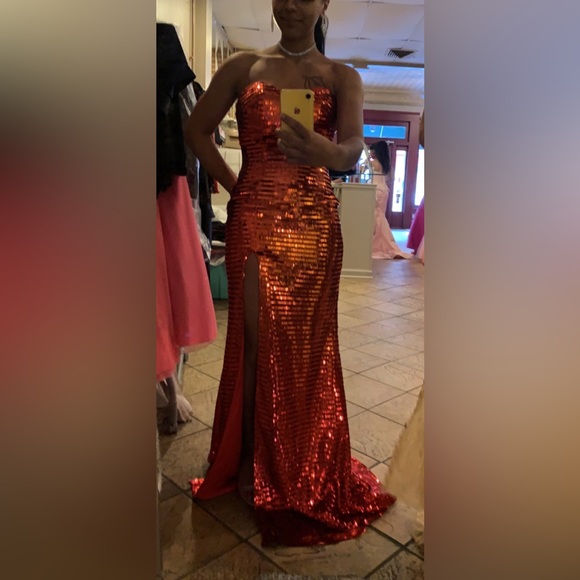 Maggie Sottero | Dresses | Ruby Red Sequin Prom Dress | Poshmark